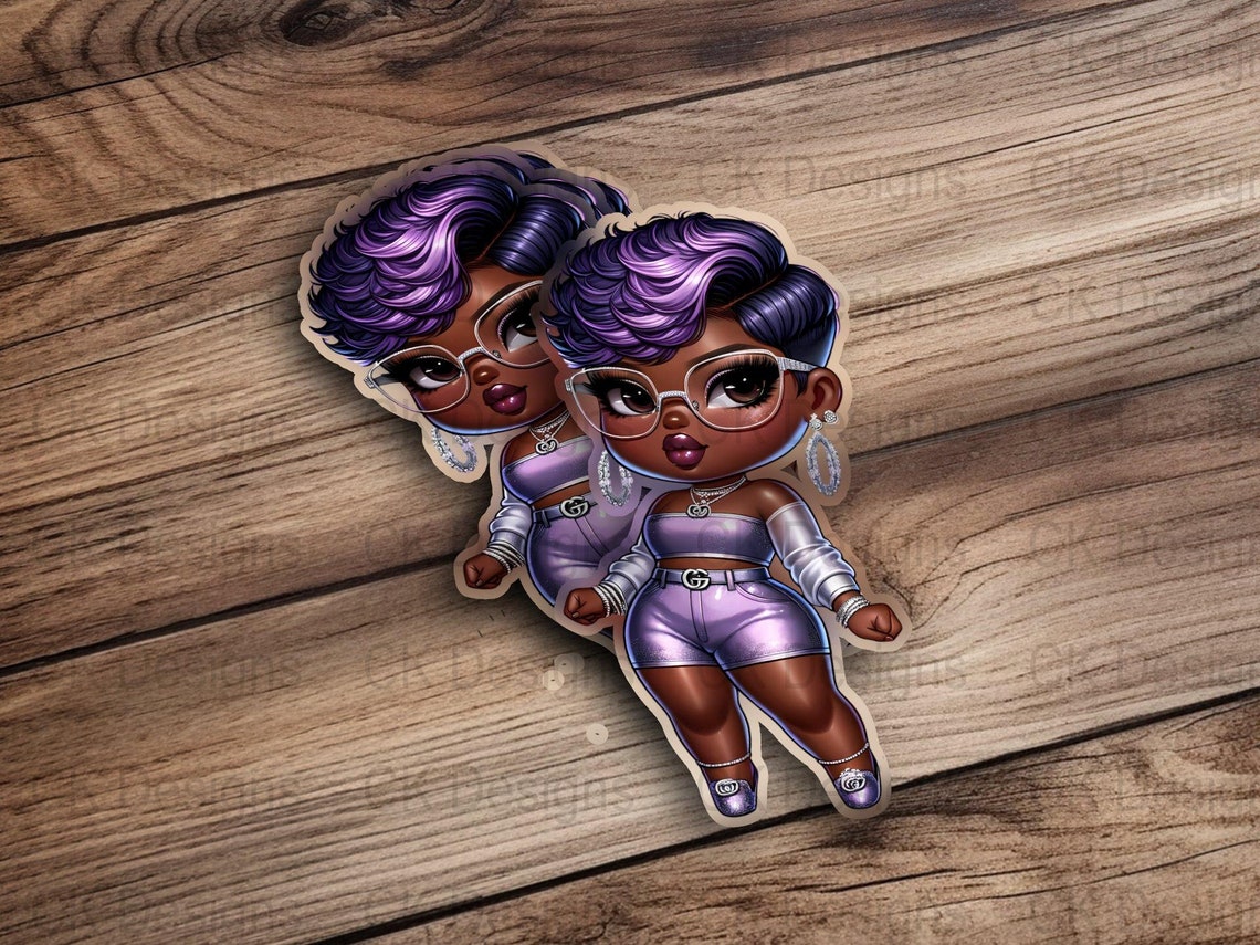 Glamorous Chibi Doll Purple Hair Digital Paper Doll, Glamorous Chibi ...