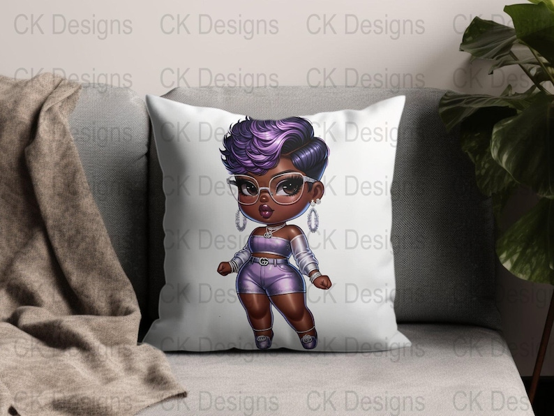 Glamorous Chibi Doll Purple Hair Digital Paper Doll, Glamorous Chibi ...