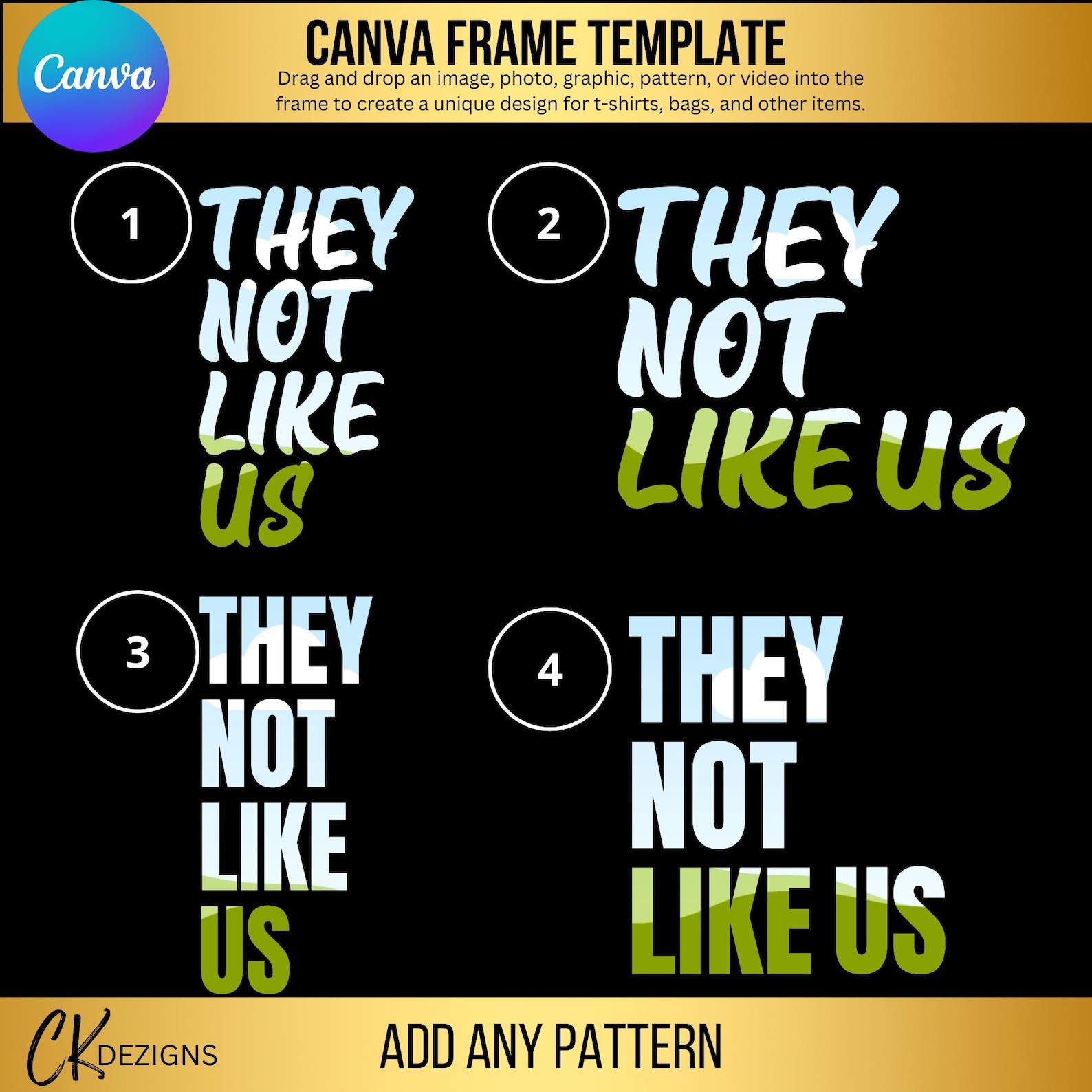 Editable Canva Frame Template Bold 'they Not Like Us' Typography for ...