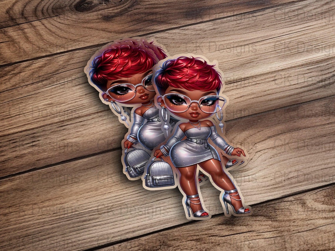 Glamorous Chibi Doll Red Hair Digital Paper Dolls, Glamorous Chibi Doll ...