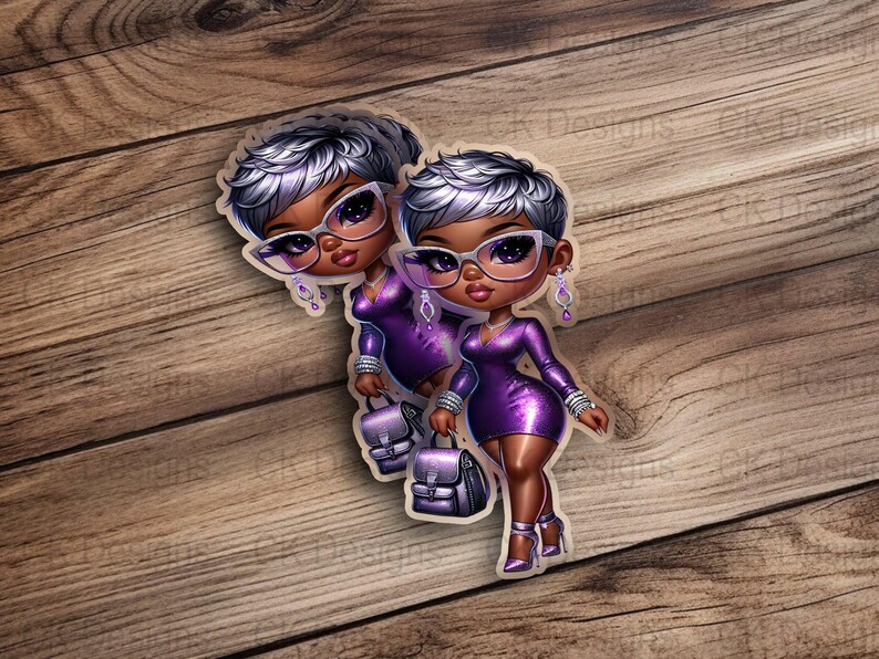 Glamorous Chibi Doll Purple Dress, Digital Paper Doll Dress, Glamorous ...