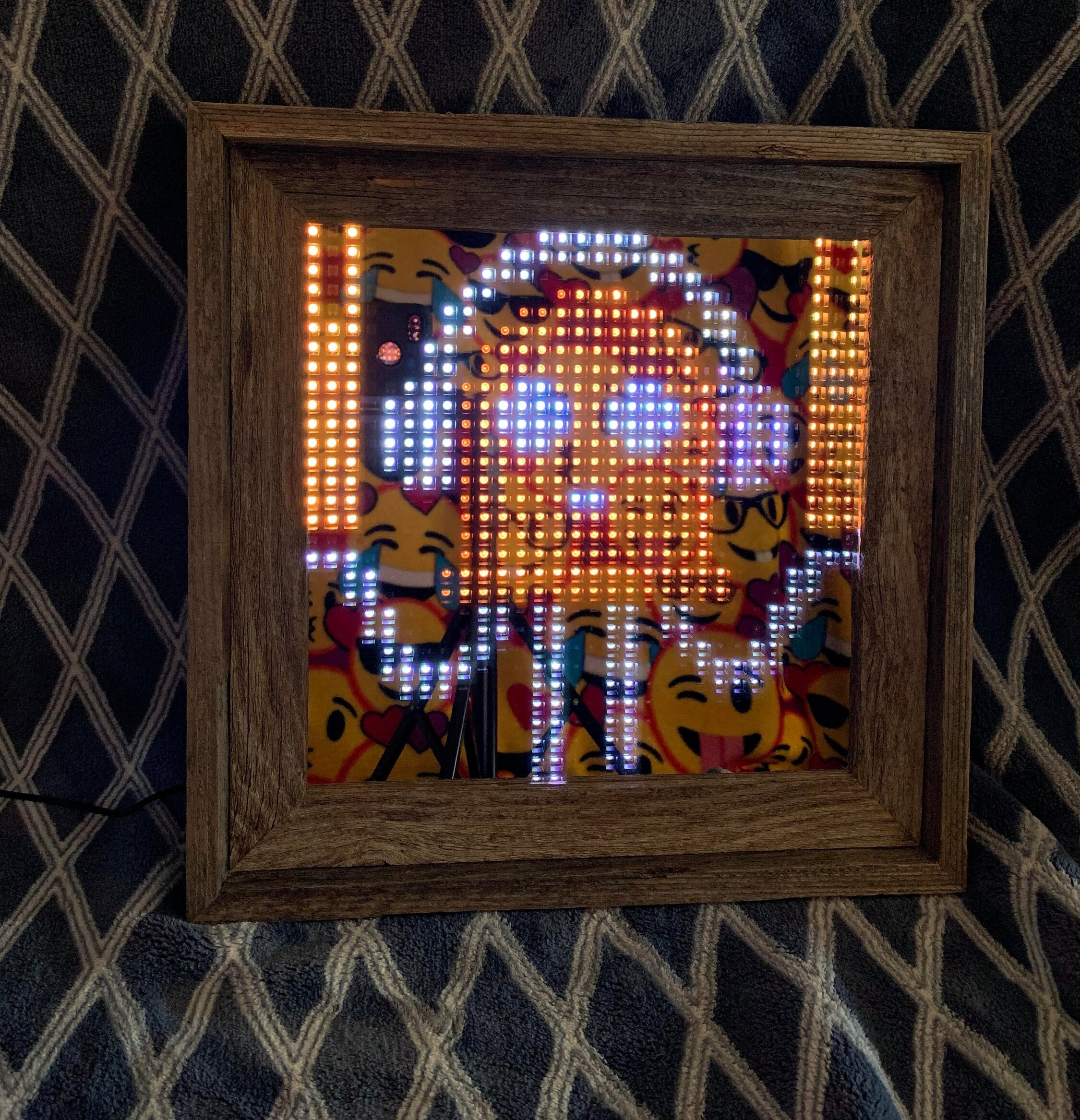 Animated LED Matrix in Wooden Frame Concealed by 2 Way Mirror. - Etsy