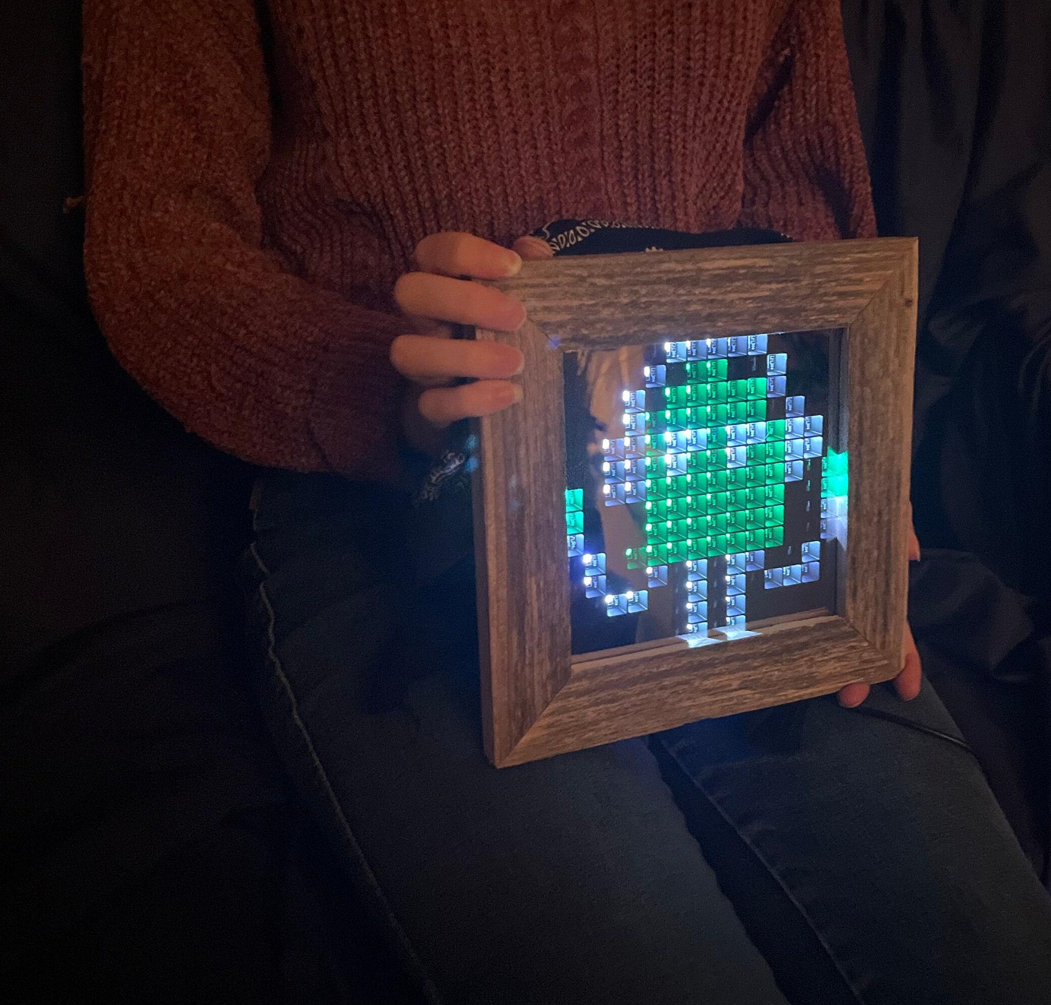 Animated LED Matrix in Wooden Frame Concealed by 2 Way Mirror. - Etsy