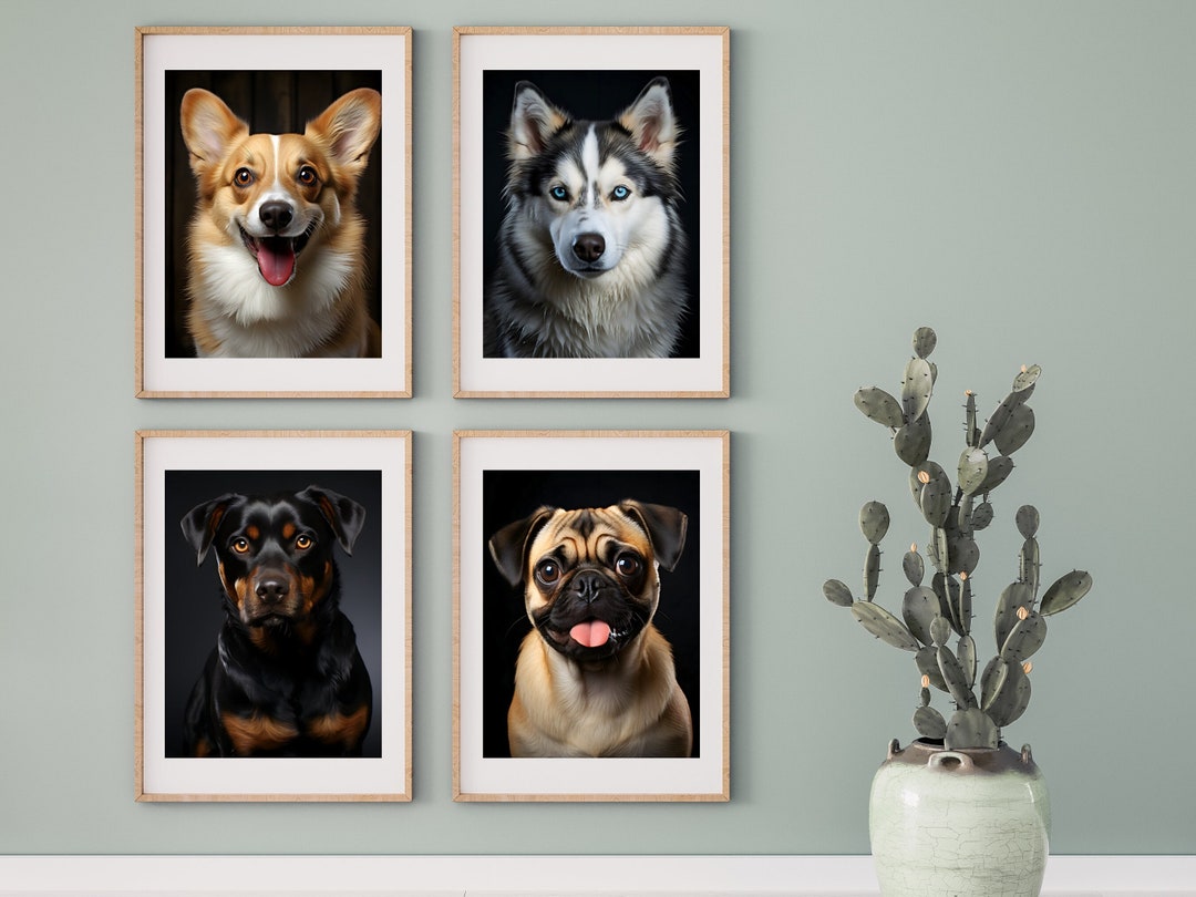 100 Dog Portraits Aesthetic Dog Art Set Digital Art Prints Dog Decor ...