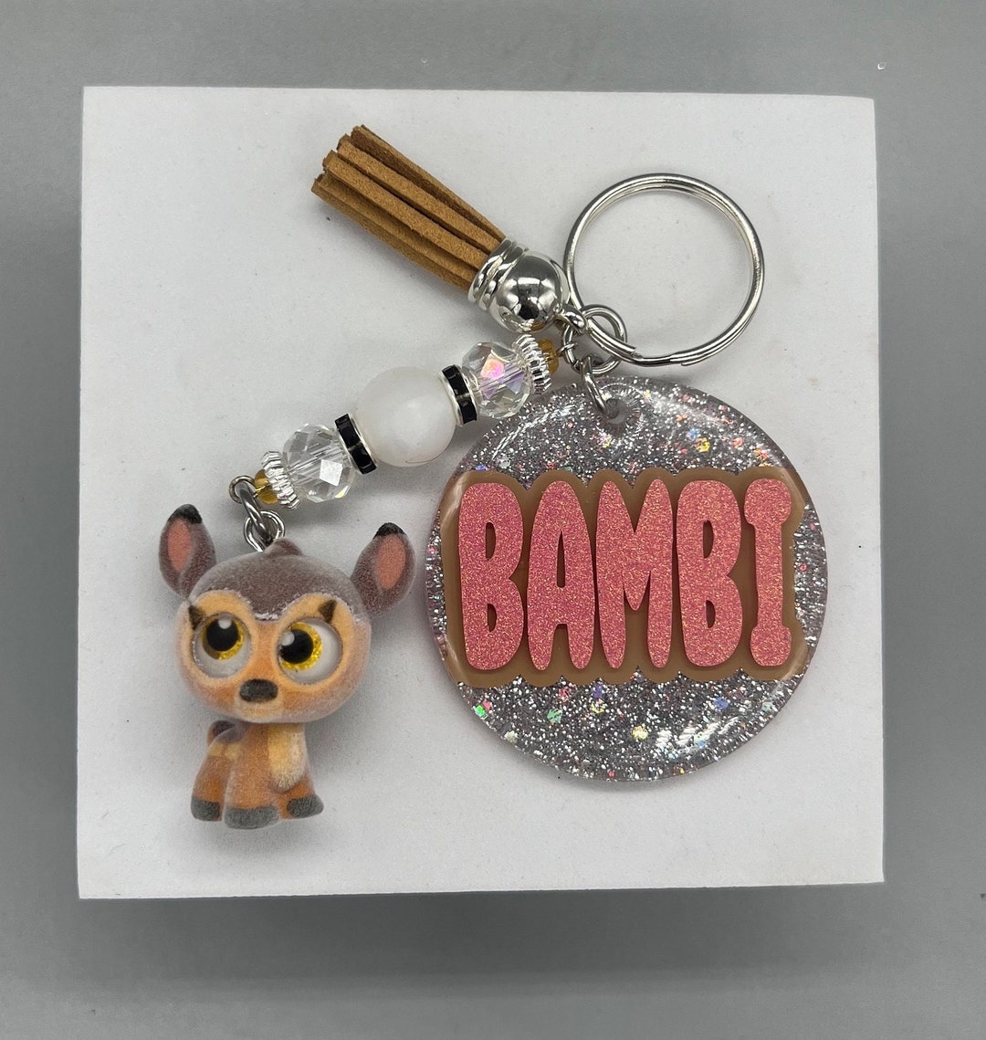 Bambi the Deer (fuzzy) Glitter Keychain Doorables/bambi Keyring ...