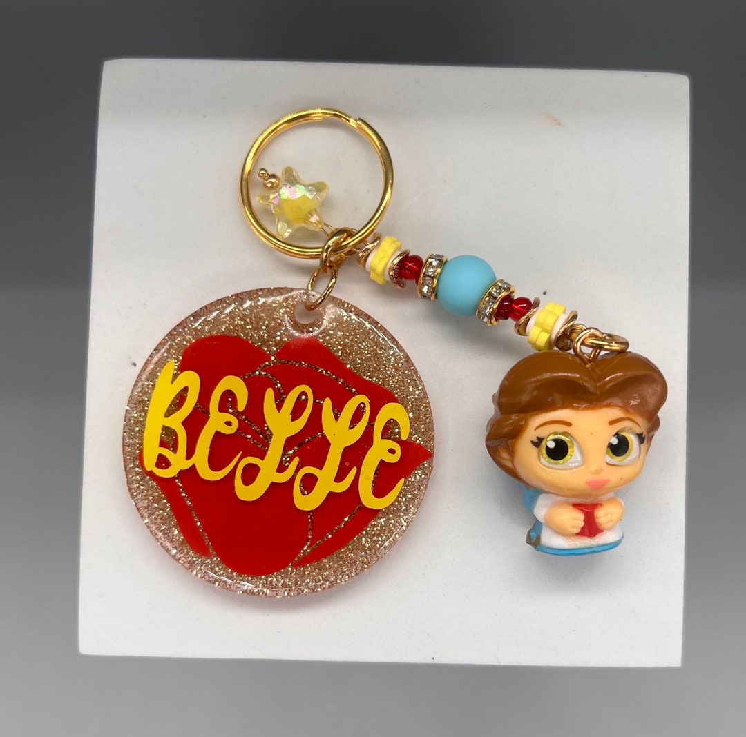 Princess Belle From Beauty and the Beast Glitter Keychain Doorables - Etsy
