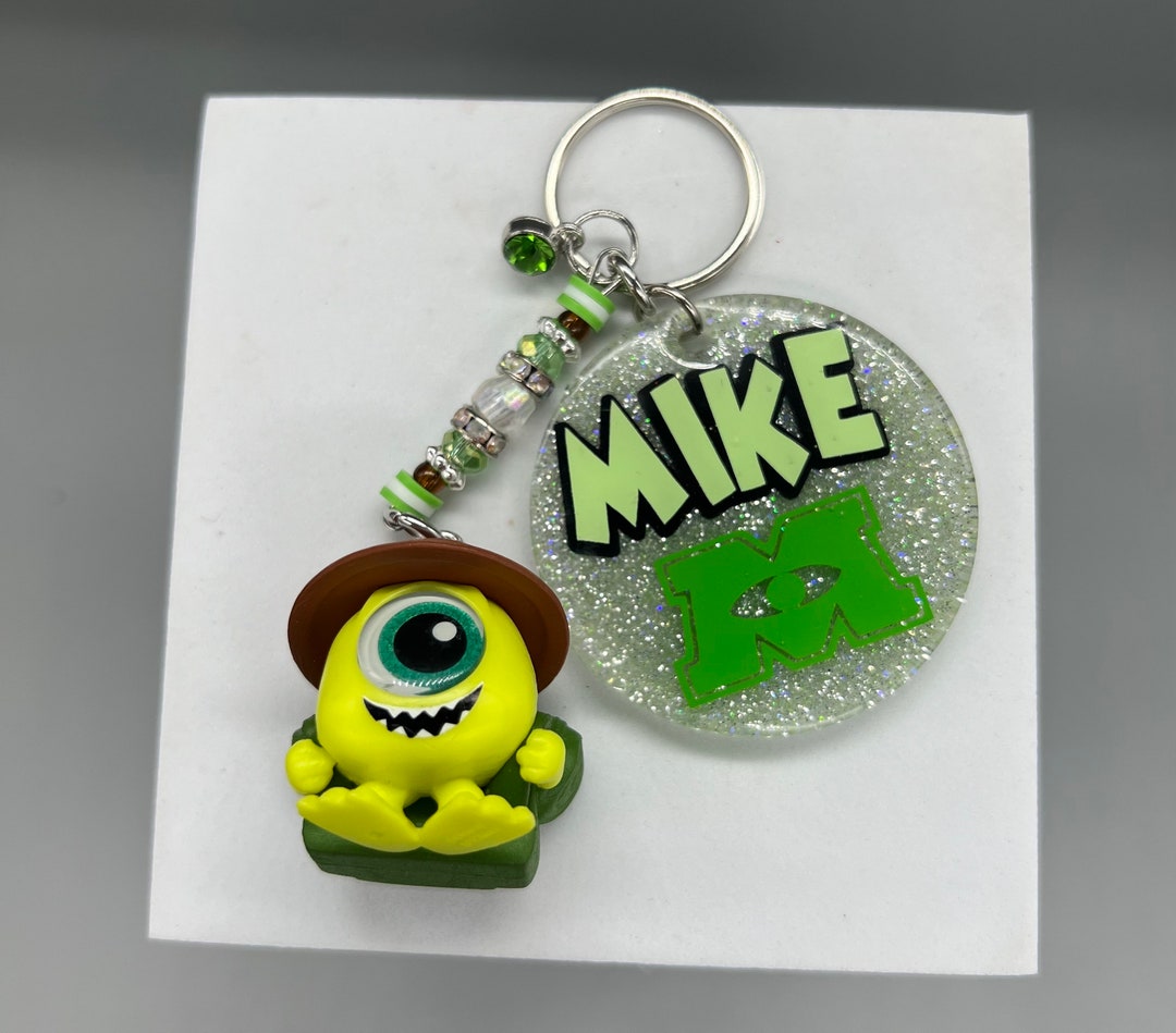 Mike Wazowski Glow in the Dark Monsters Inc Glitter Keychain Doorables ...