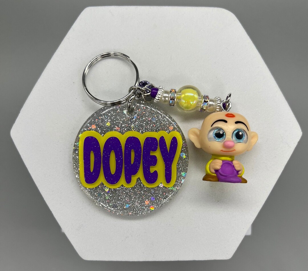 Dopey the Dwarf From Snow White Glitter Keychain/dopey Keyring ...