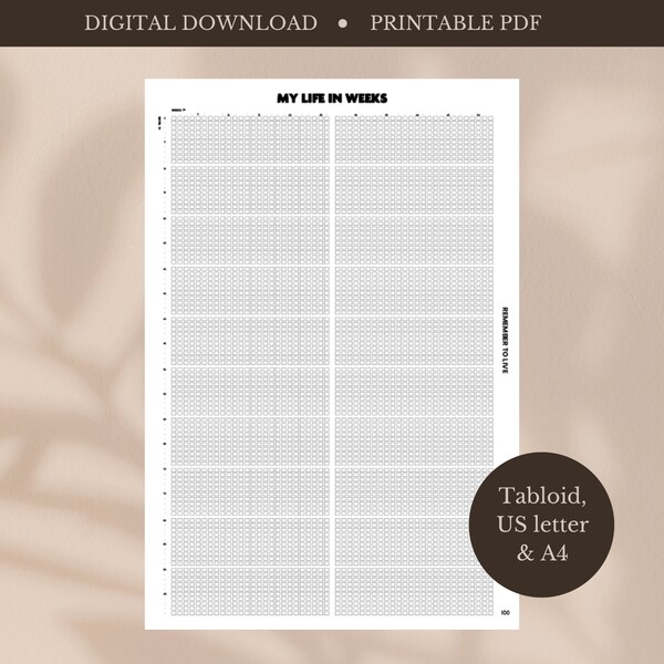 Life in Weeks Poster - Etsy