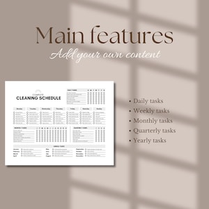 Easy to Print Cleaning Schedule, Canva Editable Chore Chart, Daily ...