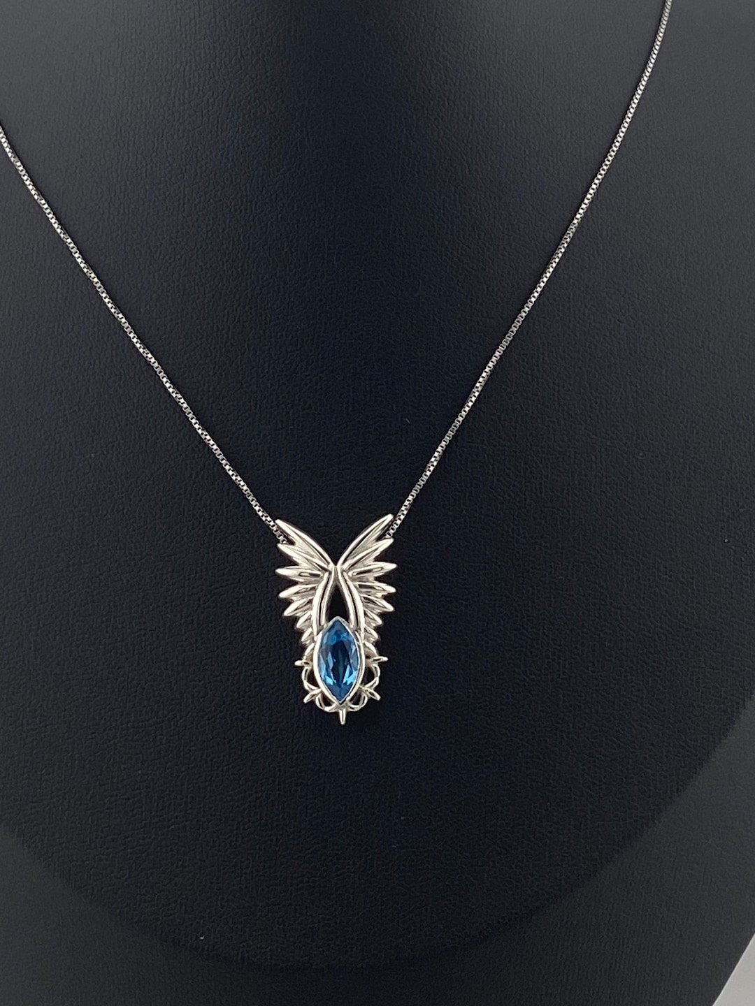Rare Fantasy Swiss Blue Natural Topaz Marquise Pendant-angel Necklace ...