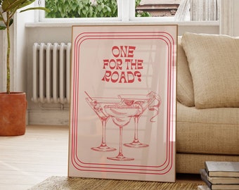 Trendy Wall Art Print Retro Poster One for the Road Bar Cart - Etsy