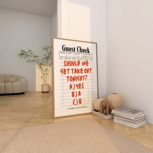 GUEST CHECK Receipt, Should We Get Takeout, Bar Cart Wall Art Decor ...