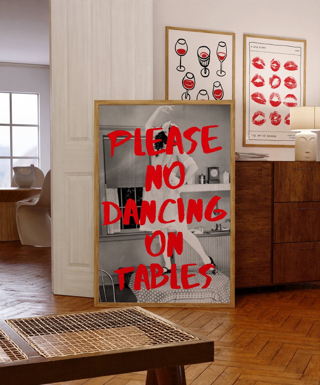 Please No Dancing on Tables Poster, Retro Bar Cart Wall Art, Party ...