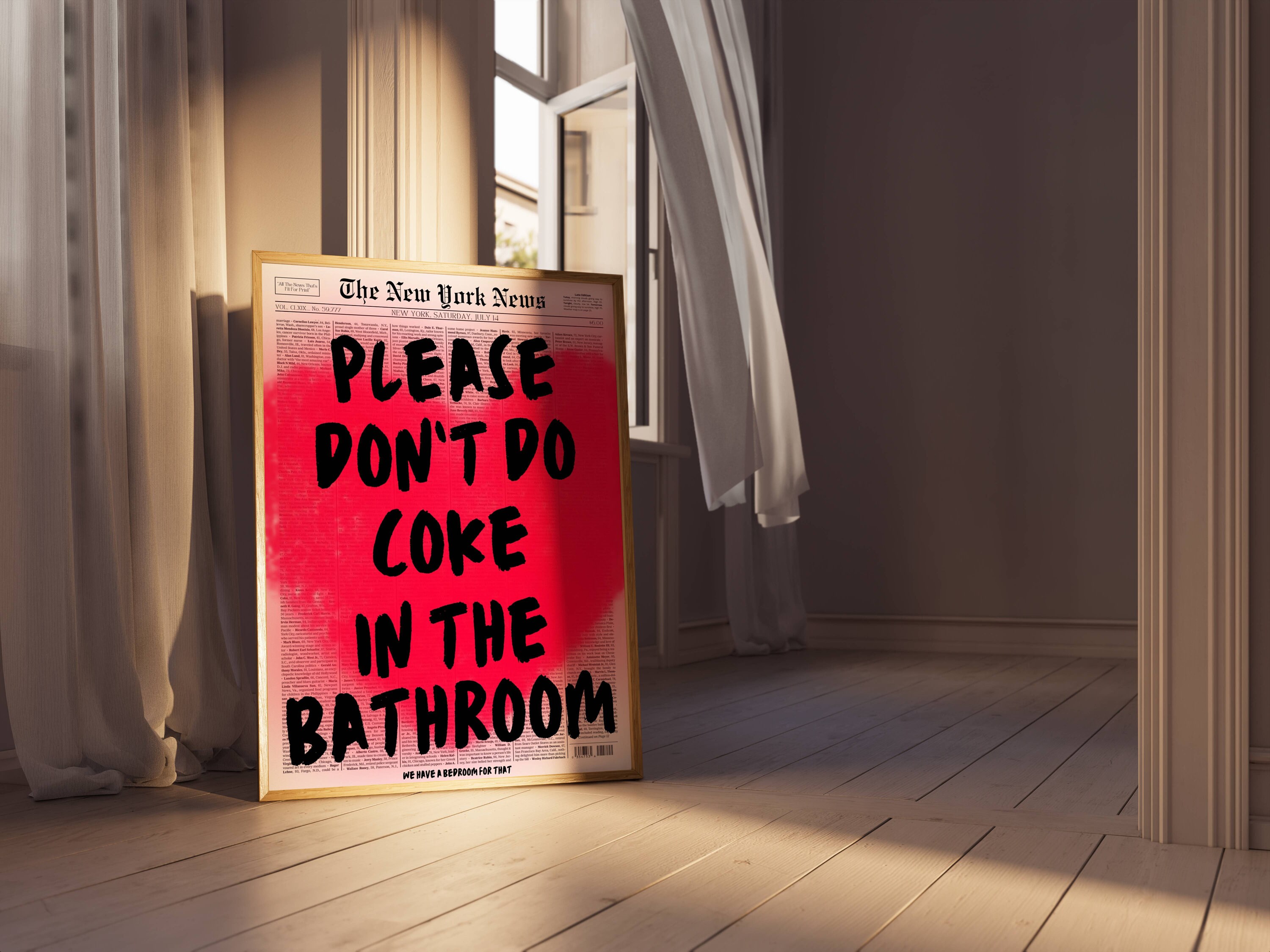 Don't Do Coke Newspaper Headline Poster, Hippie Print, Retro Bar Cart ...