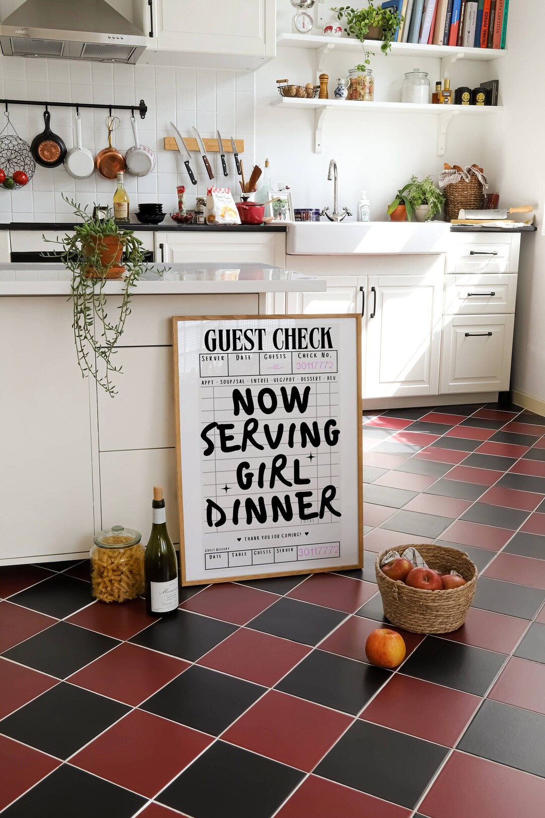 GUEST CHECK Receipt, Girl Dinner Poster, Bar Cart Art Decor, Retro ...