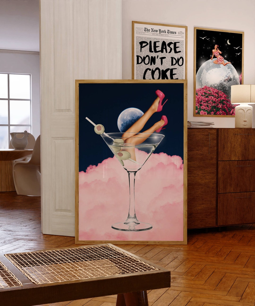 Cocktail Wall Art, Martini Poster, Funky Bar Cart Art, Alcohol Poster ...
