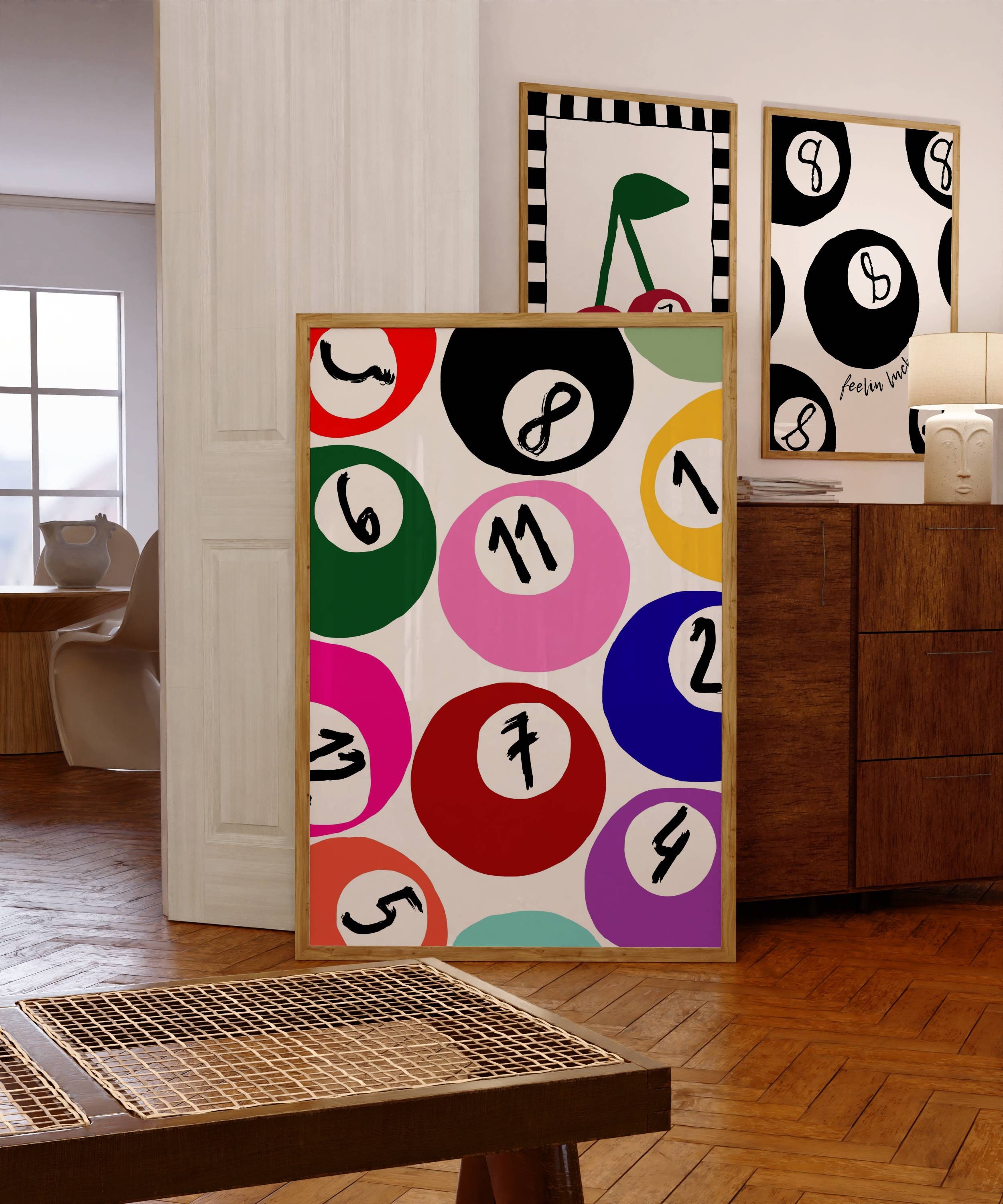 Billiards Balls Art Print, Retro Bar Cart Decor (digital Download ...