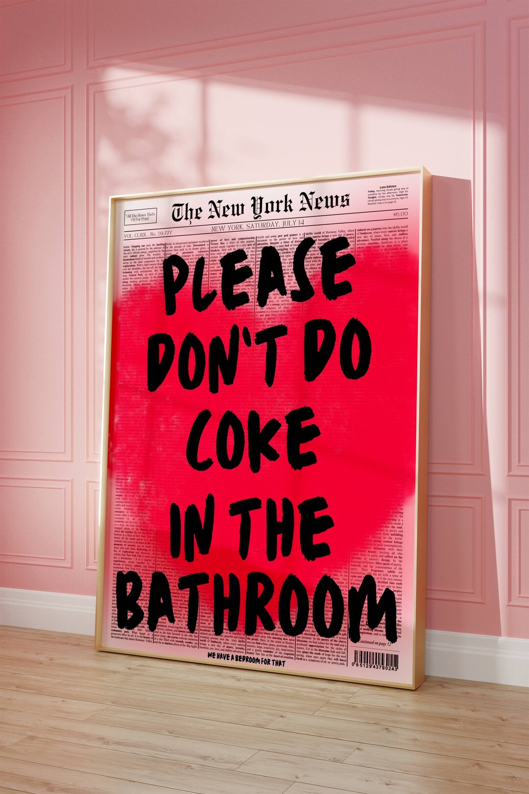 Don't Do Coke Newspaper Headline Poster, Hippie Print, Retro Bar Cart ...