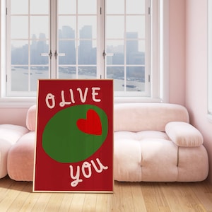 Olive You Art Print: Red Olive Kitchen Decor (digital Download) - Etsy