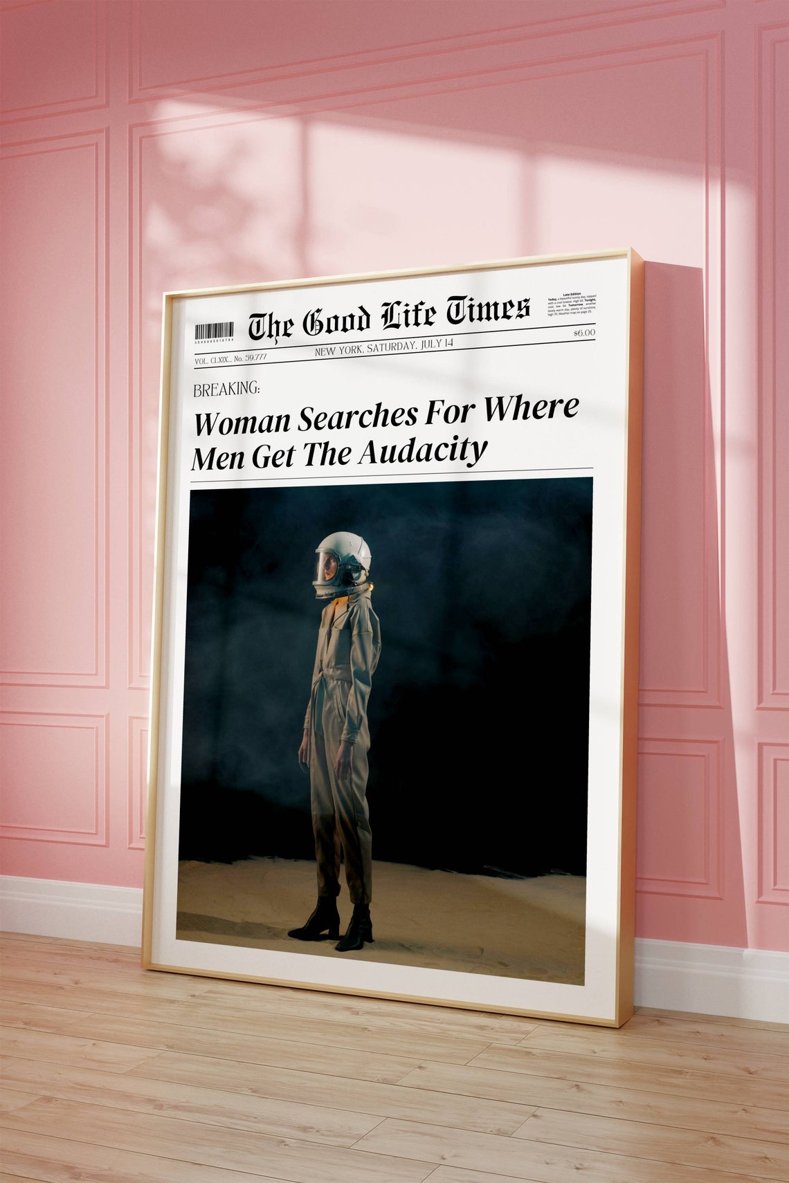 Trendy Newspaper Headline Poster, Retro Bar Cart Feminist Wall Art, New ...