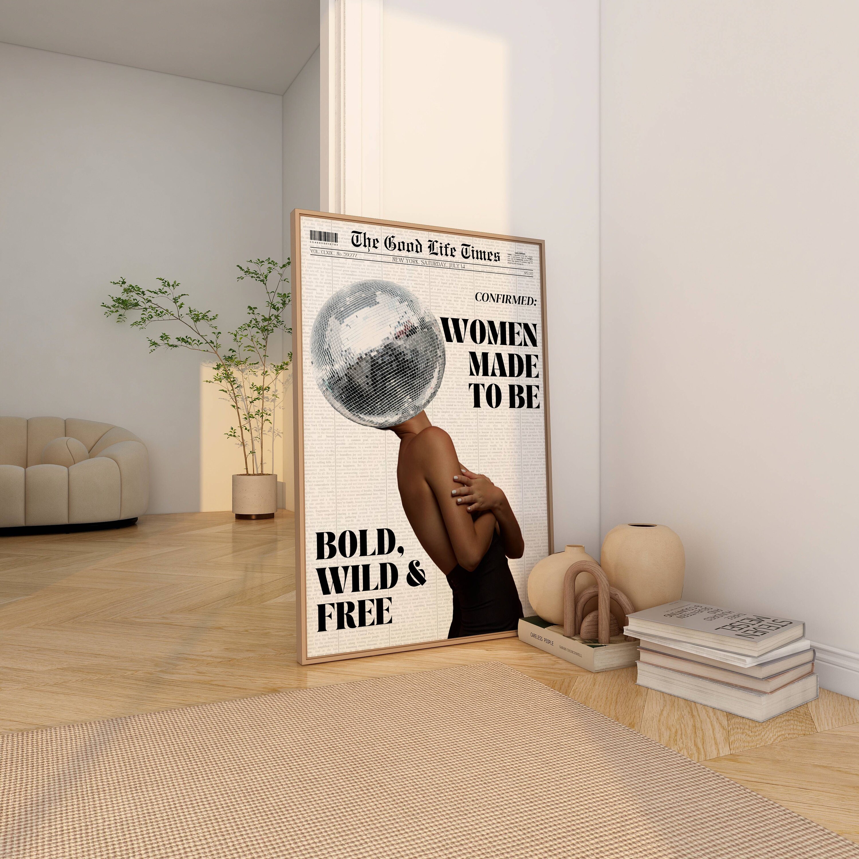 Women Newspaper Headline Poster, Quote Poster, Retro Bar Cart Feminist ...