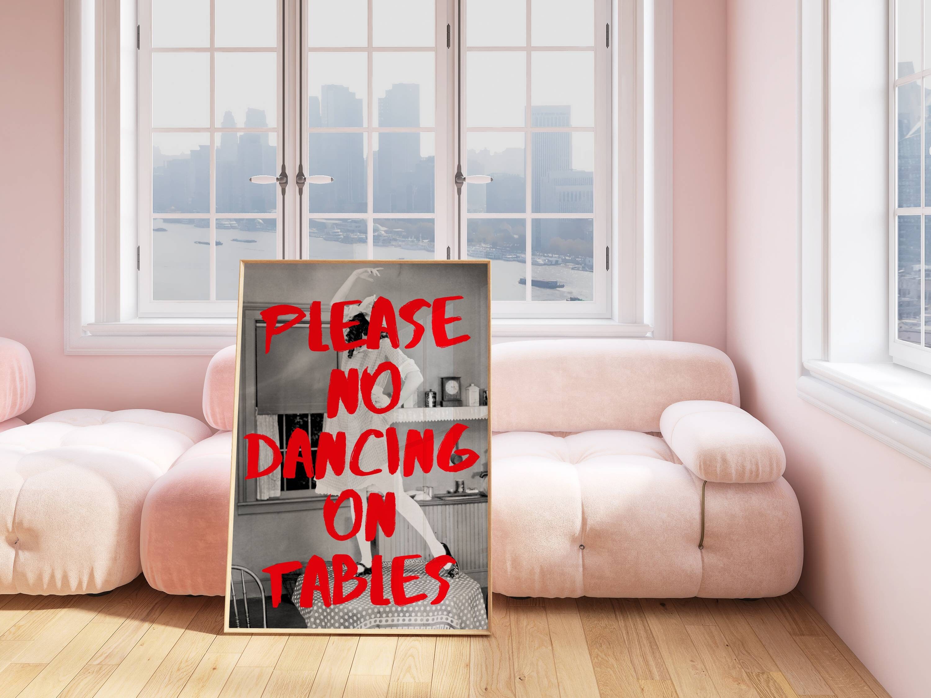 Please No Dancing on Tables Poster, Retro Bar Cart Wall Art, Party ...