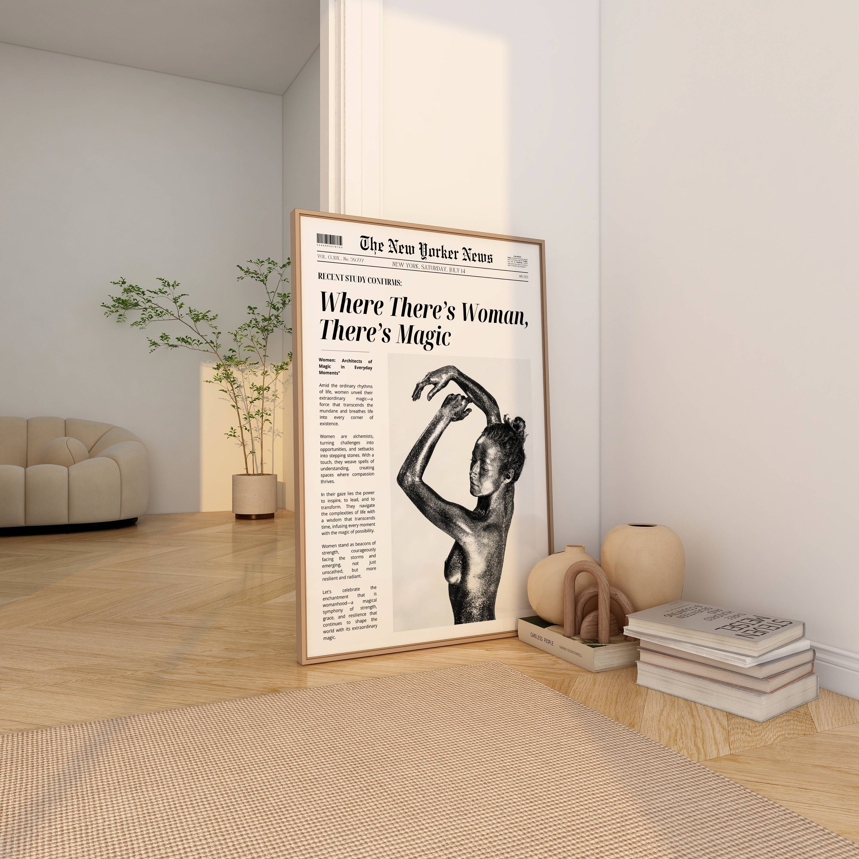 Woman Newspaper Headline Poster, Quote Poster, Retro Bar Cart Feminist ...