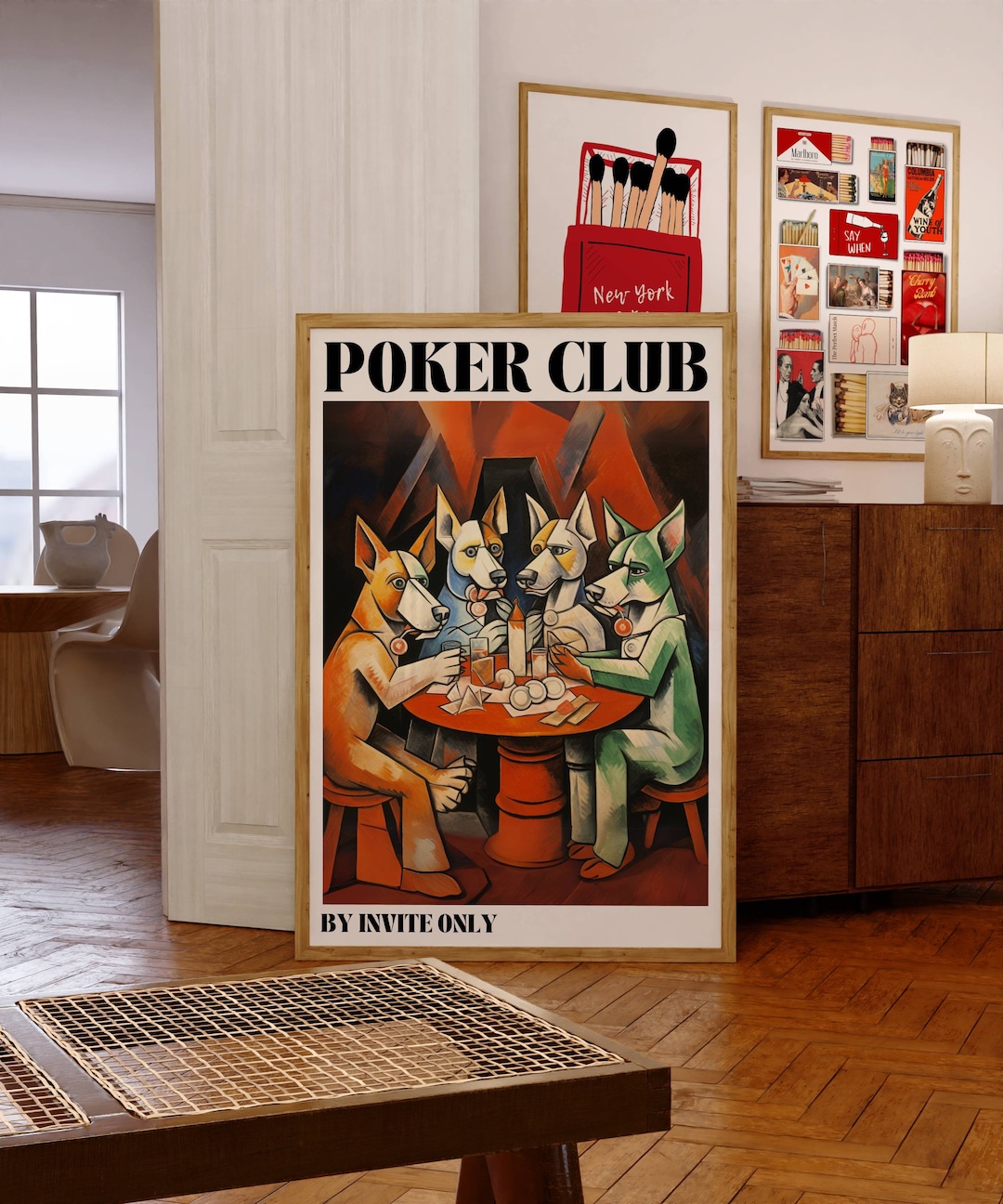 Poker Club Poster, Vintage Picasso Abstract Illustration, Vintage Dogs ...