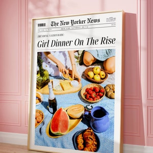 Girl Dinner Poster, Trendy Newspaper Headline Poster, New York News ...