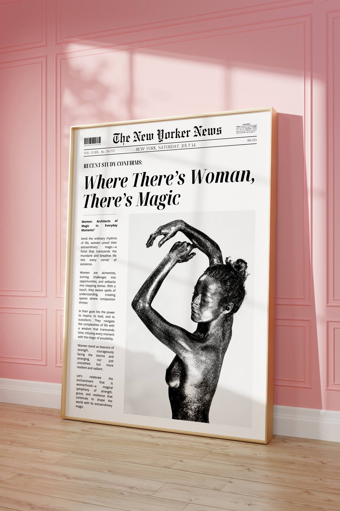 Woman Newspaper Headline Poster, Quote Poster, Retro Bar Cart Feminist ...