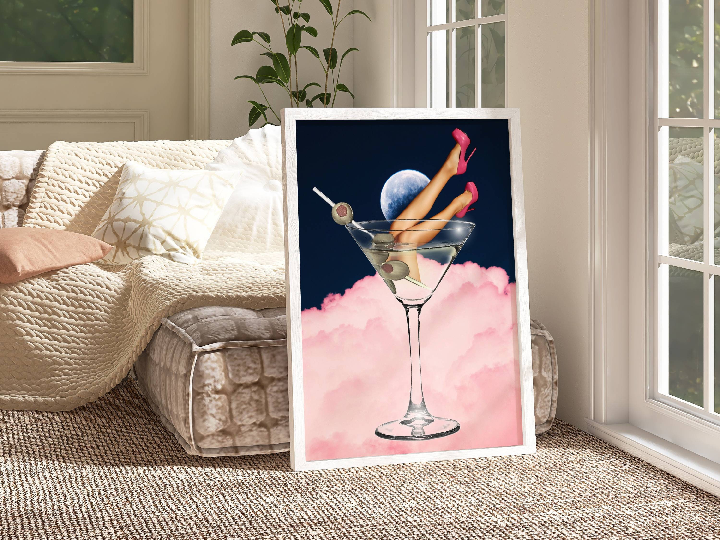 Cocktail Wall Art, Martini Poster, Funky Bar Cart Art, Alcohol Poster ...