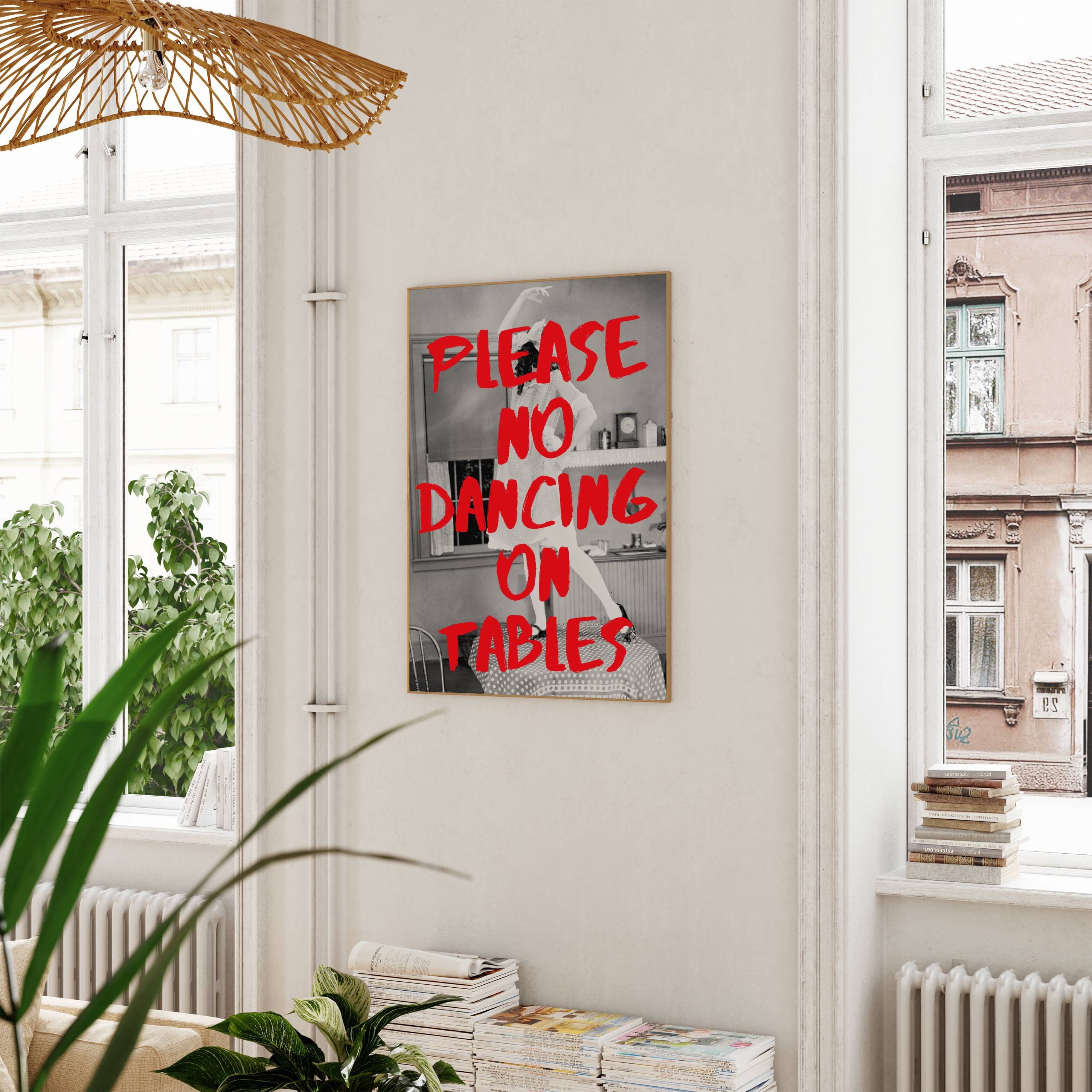 Please No Dancing on Tables Poster, Retro Bar Cart Wall Art, Party ...