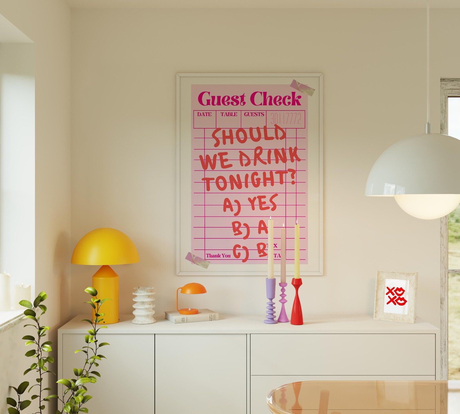 GUEST CHECK Receipt Should We Drink Tonight Bar Cart Wall - Etsy