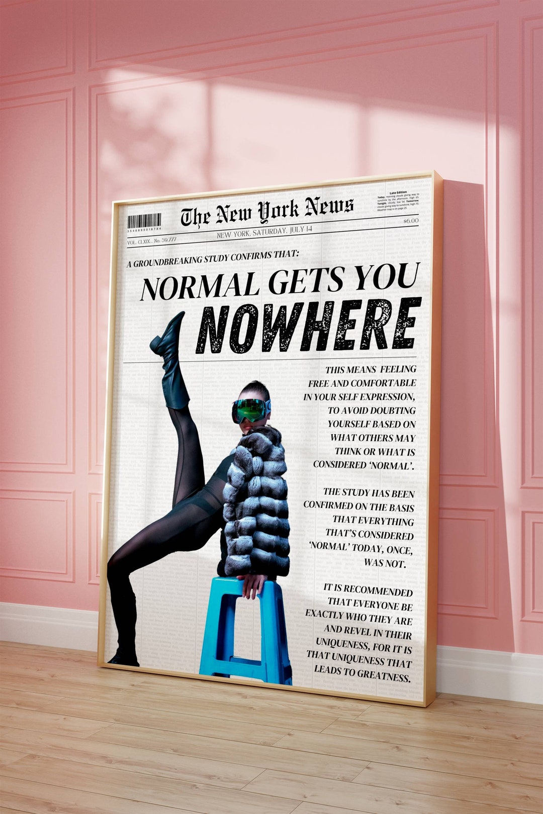 Normal Gets You Nowhere Newspaper Headline Poster, Quote Poster, Retro ...