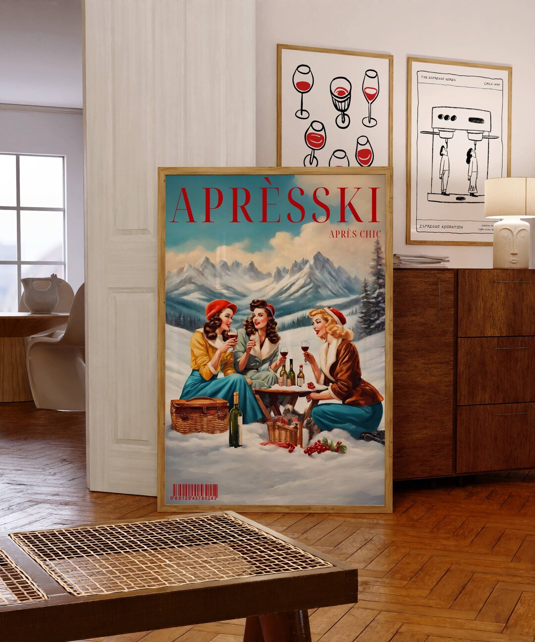 Aprés Ski Magazine Cover Art Print: Vintage Winter Scene (digital ...