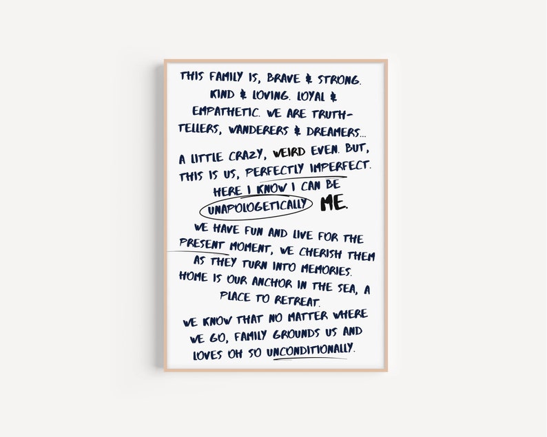 FAMILY MANTRA, Family Poster, Black and White Art, Minimalist Poster ...