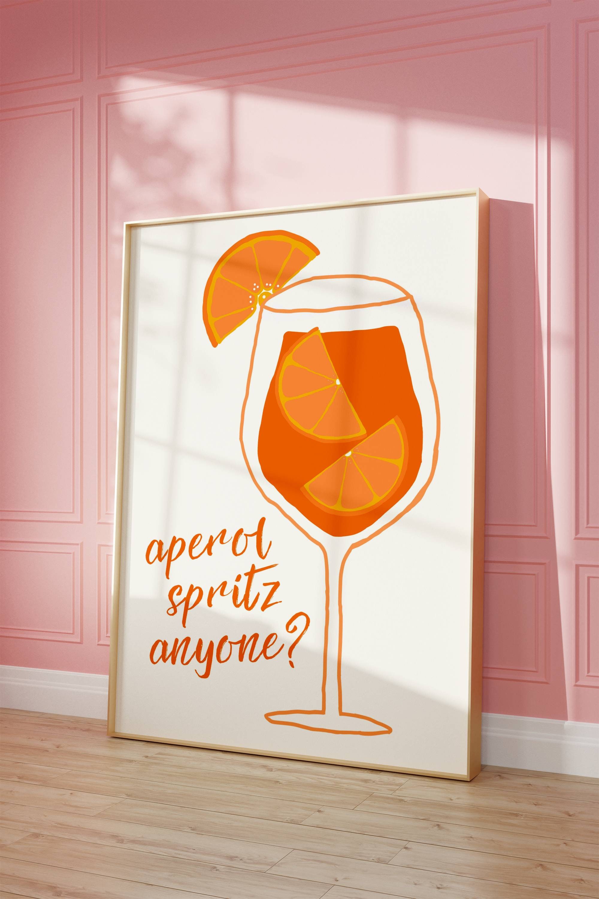Aperol Spritz Poster, Bar Cart Wall Art Prints, Hand Drawn Illustration ...