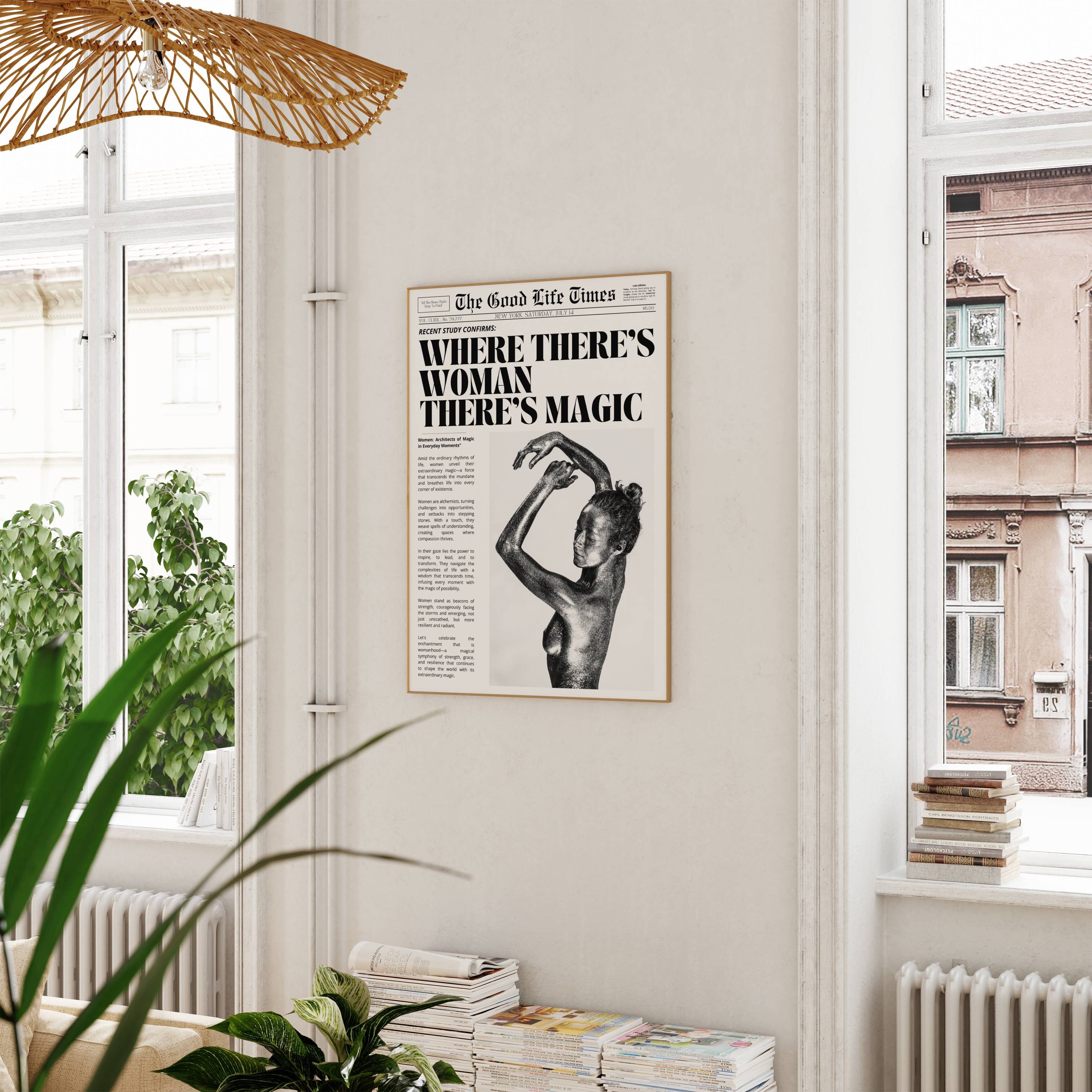 Woman Newspaper Headline Poster Quote Poster Retro Bar Cart - Etsy