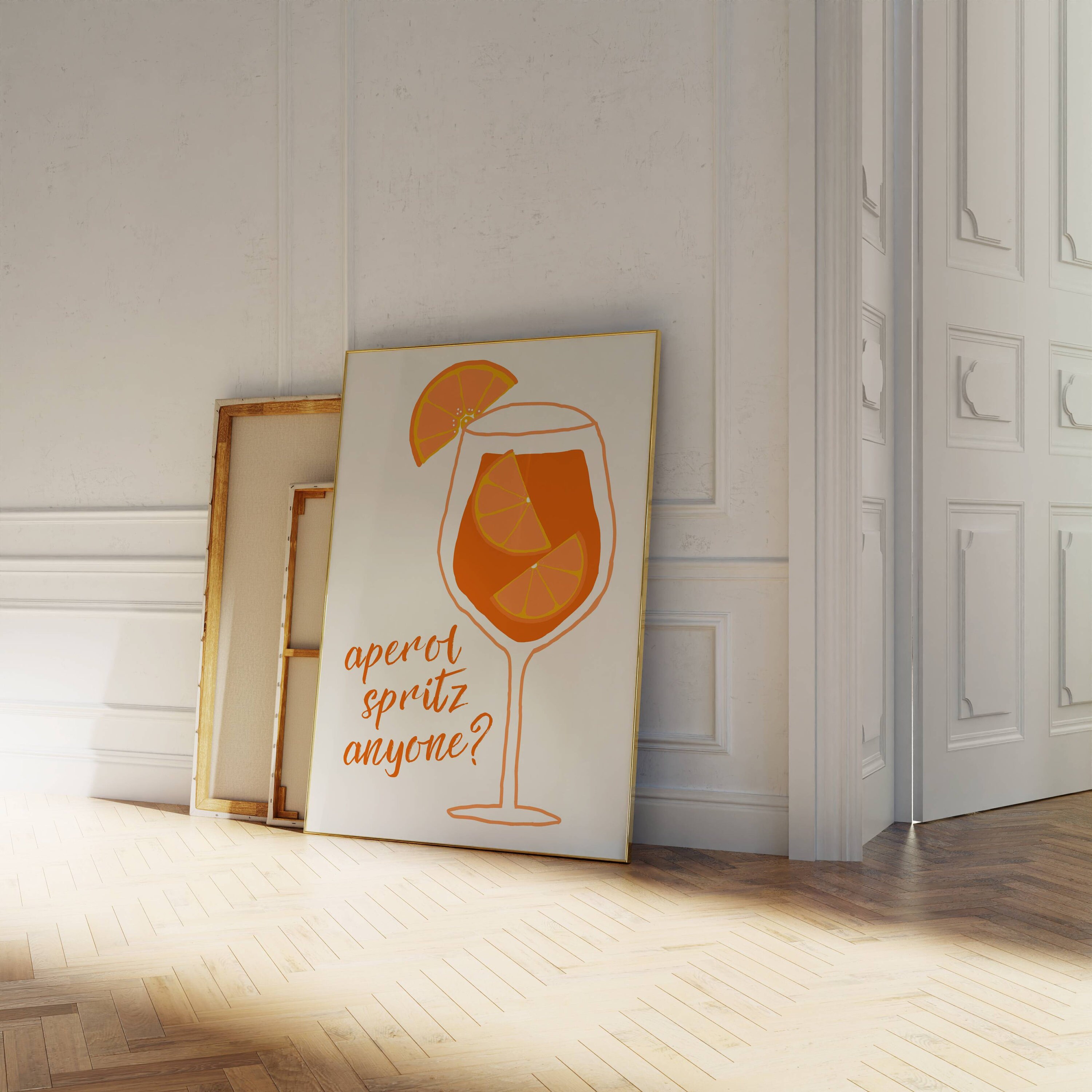Aperol Spritz Poster, Bar Cart Wall Art Prints, Hand Drawn Illustration ...