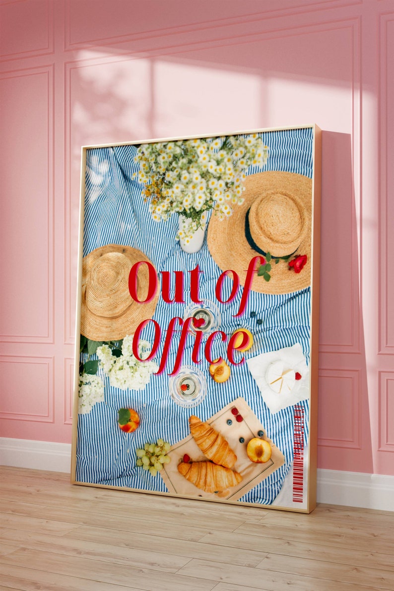 Out of Office Poster, Retro 70s Wall Print, Aesthetic Beach Print, Surf ...