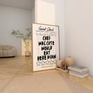 Chef Guest Check Art Print, Retro Kitchen Decor (digital Download) - Etsy
