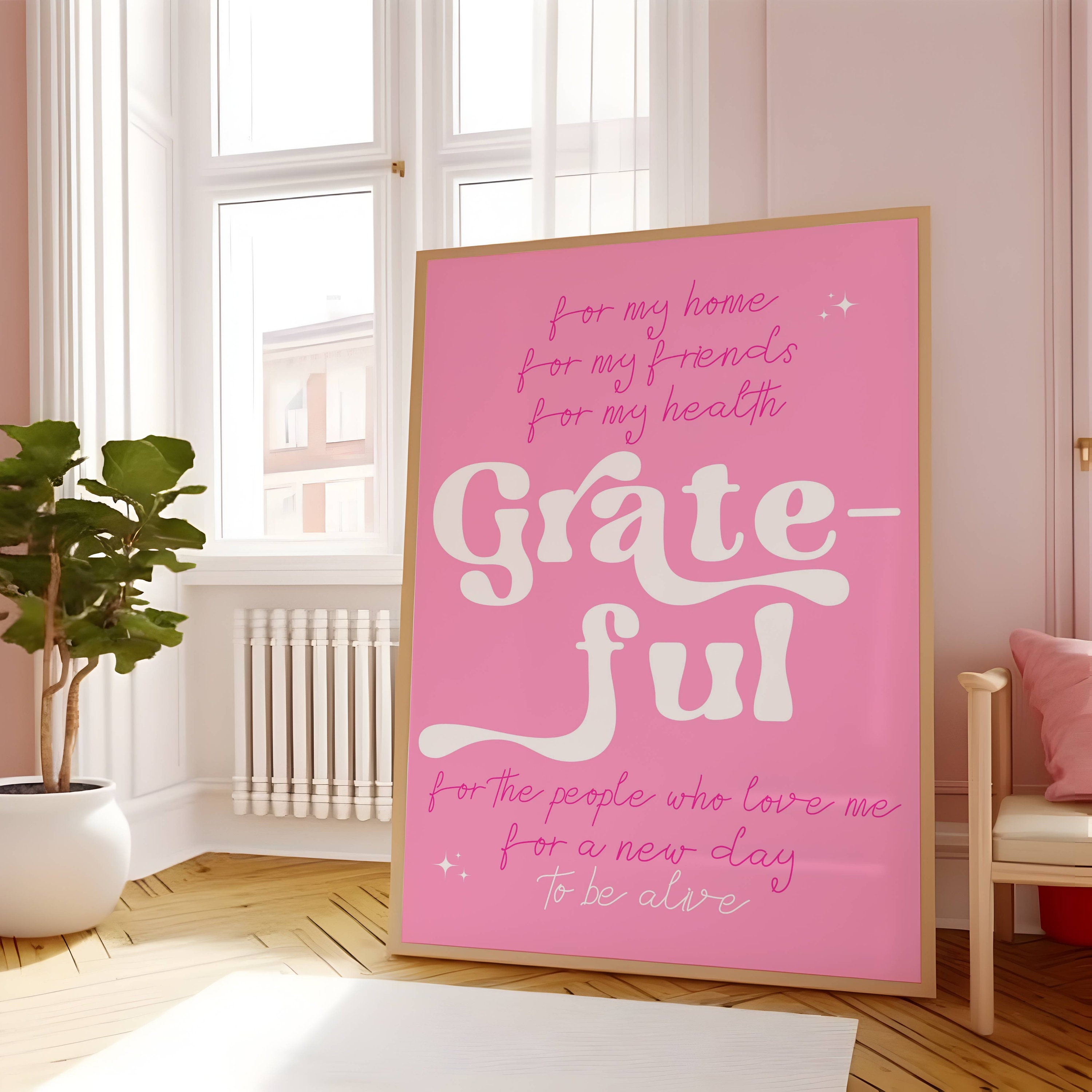 GRATEFUL, Gratitude Daily Reminders, Self Care Poster, Self Love Print ...