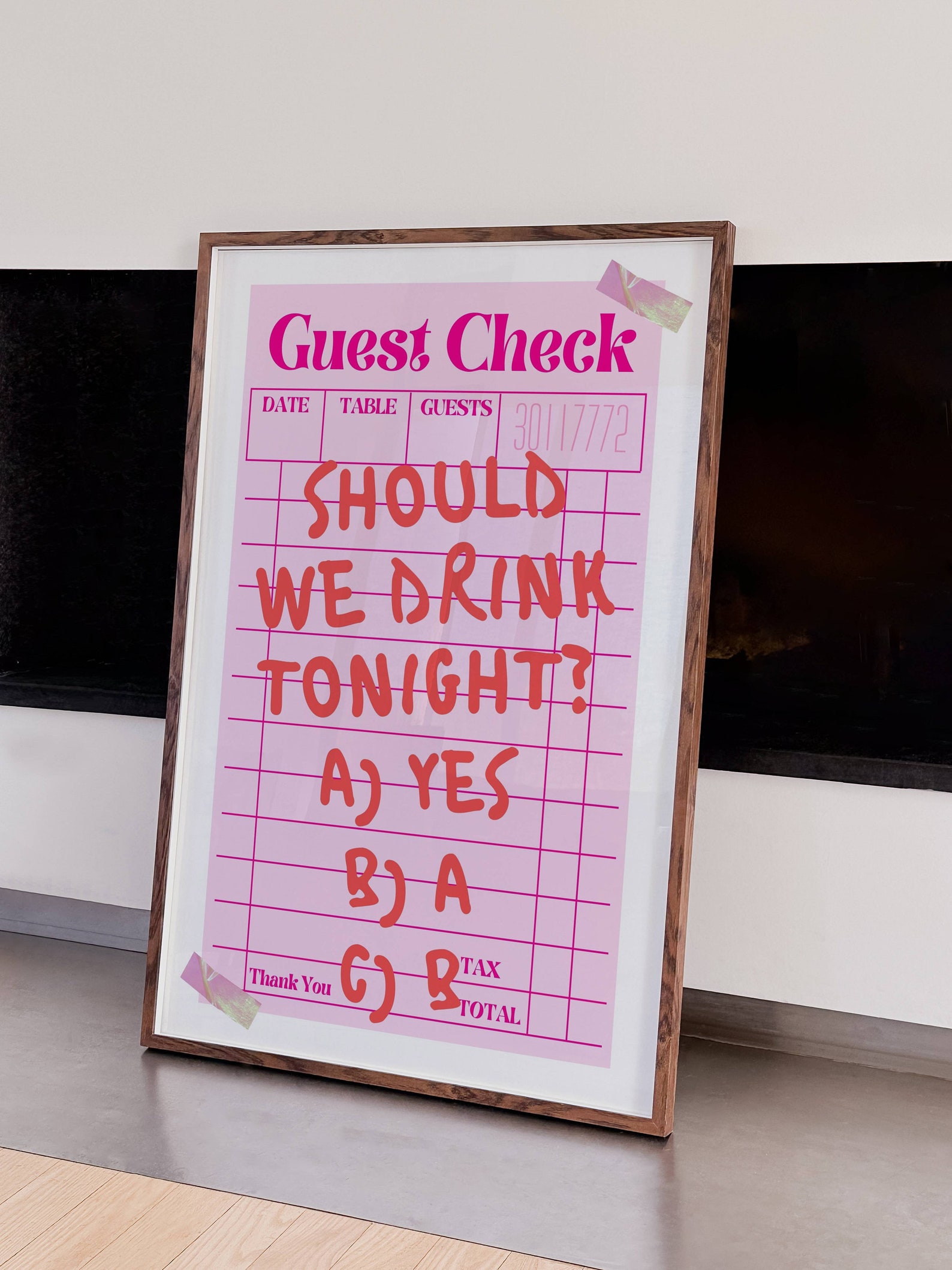 GUEST CHECK Receipt Should We Drink Tonight Bar Cart Wall - Etsy