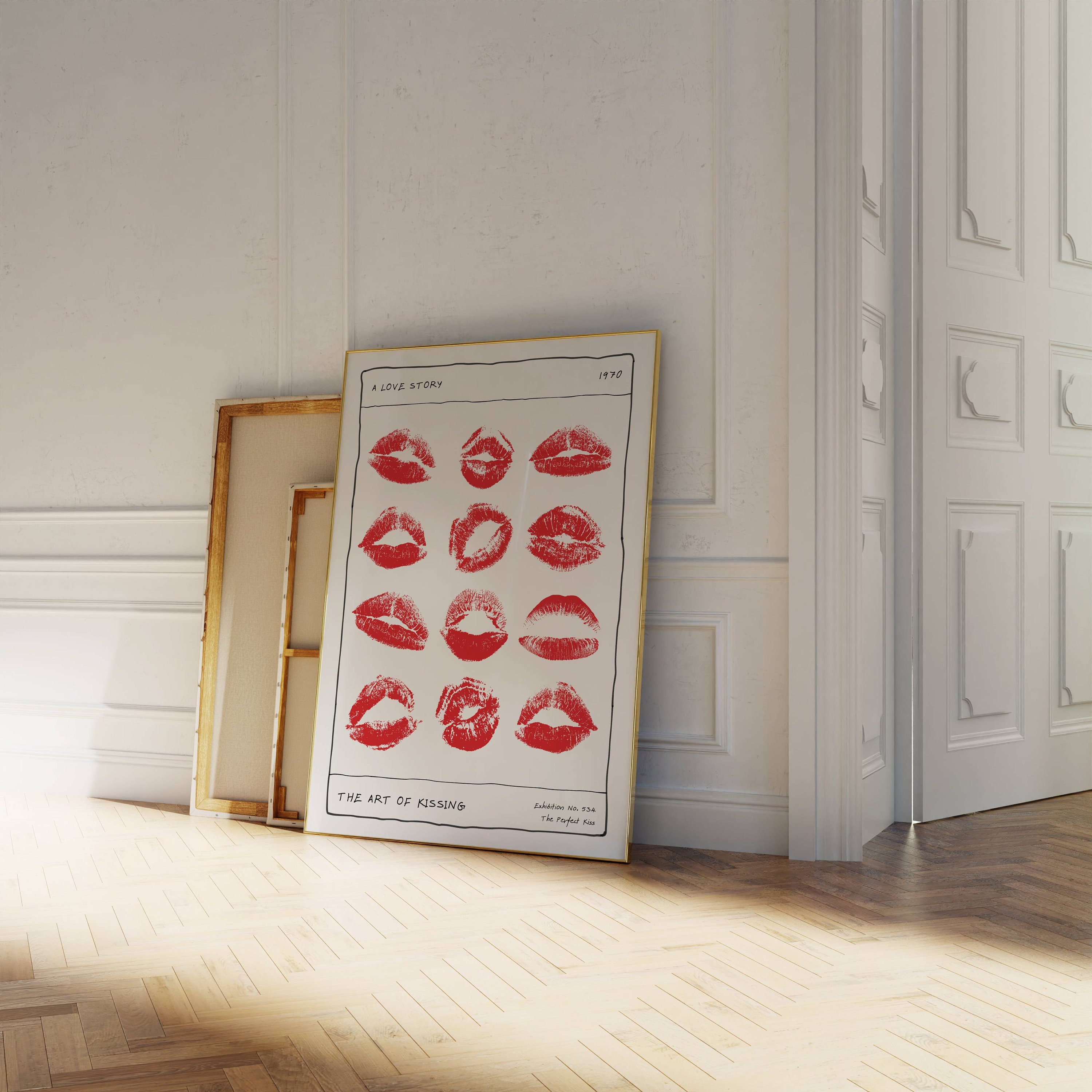 Art of Kissing Poster, Aesthetic Red Lips Wall Art, Retro Maximalist ...