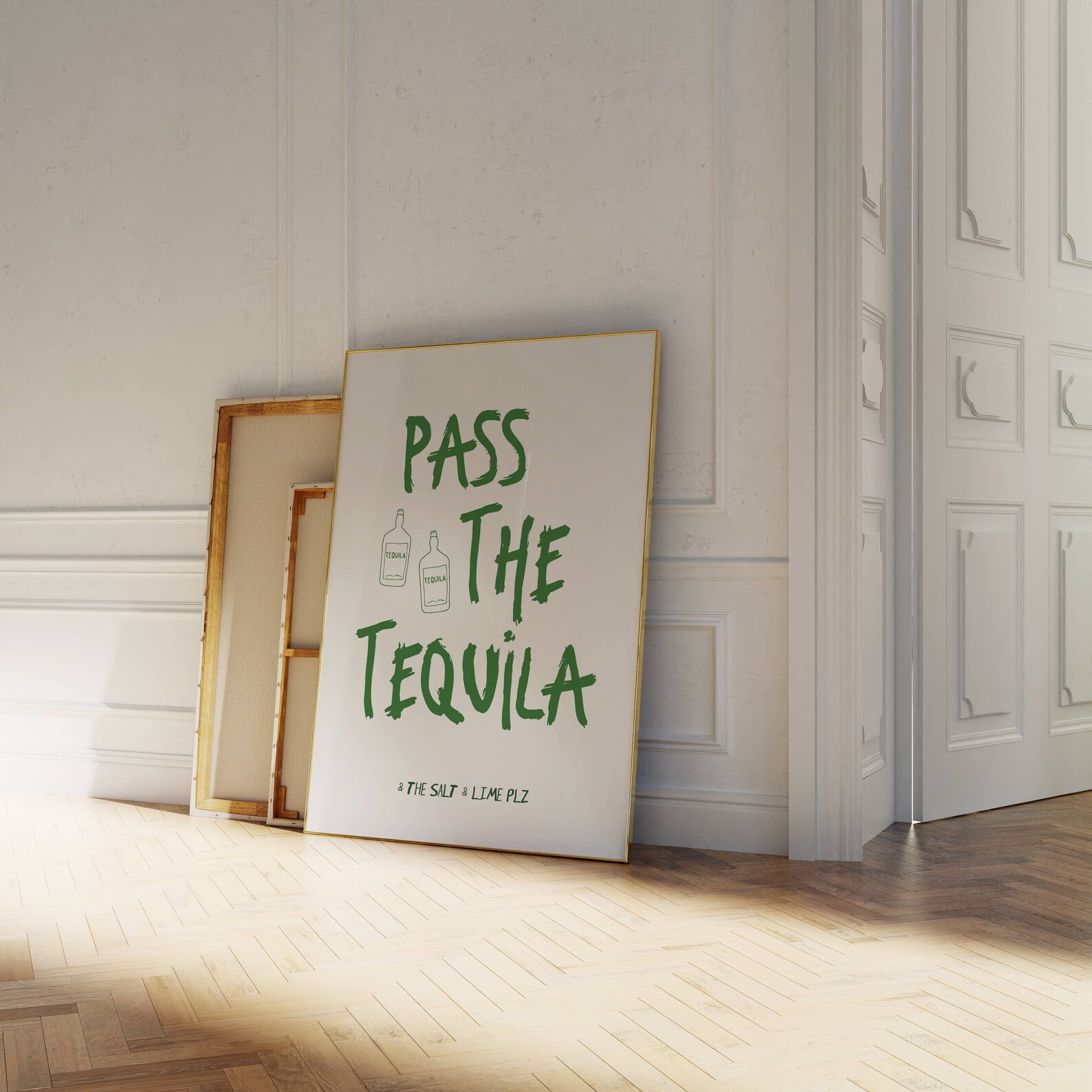 Tequila Poster, Retro Bar Cart Wall Art, Tequila Print, Green Wall Art ...