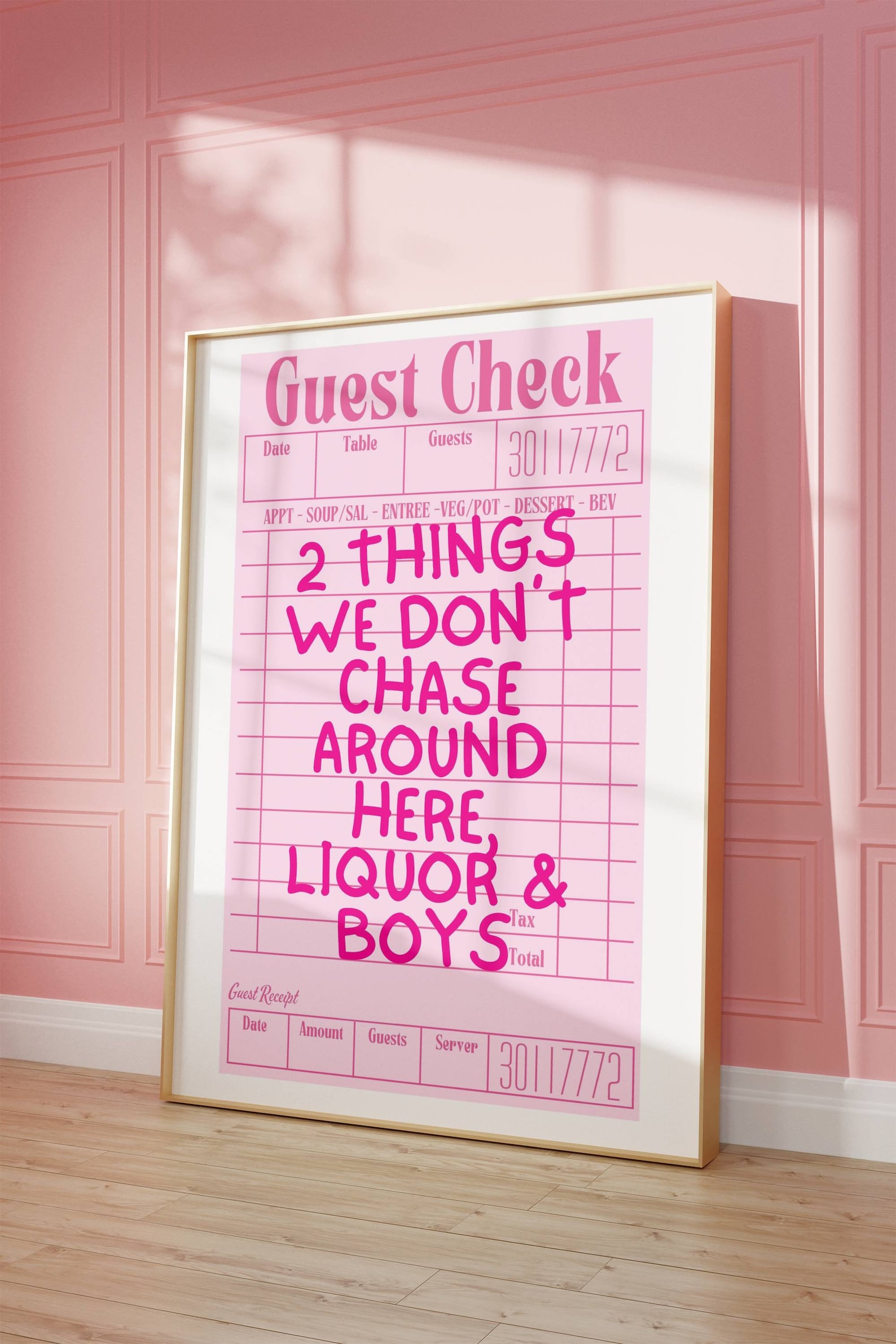 Liquor & Boys Guest Check Receipt Print Trendy Wall Art - Etsy