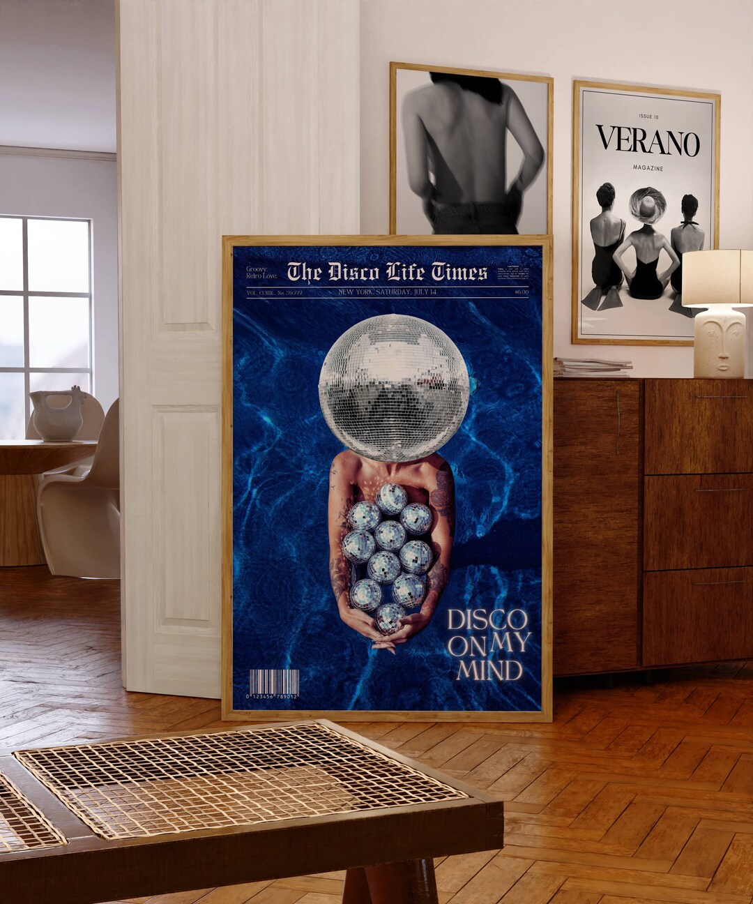 Disco Newspaper Headline Poster, Retro Bar Cart Wall Art, 70s Prints ...