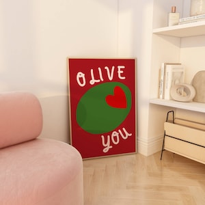 Olive You Art Print: Red Olive Kitchen Decor (digital Download) - Etsy