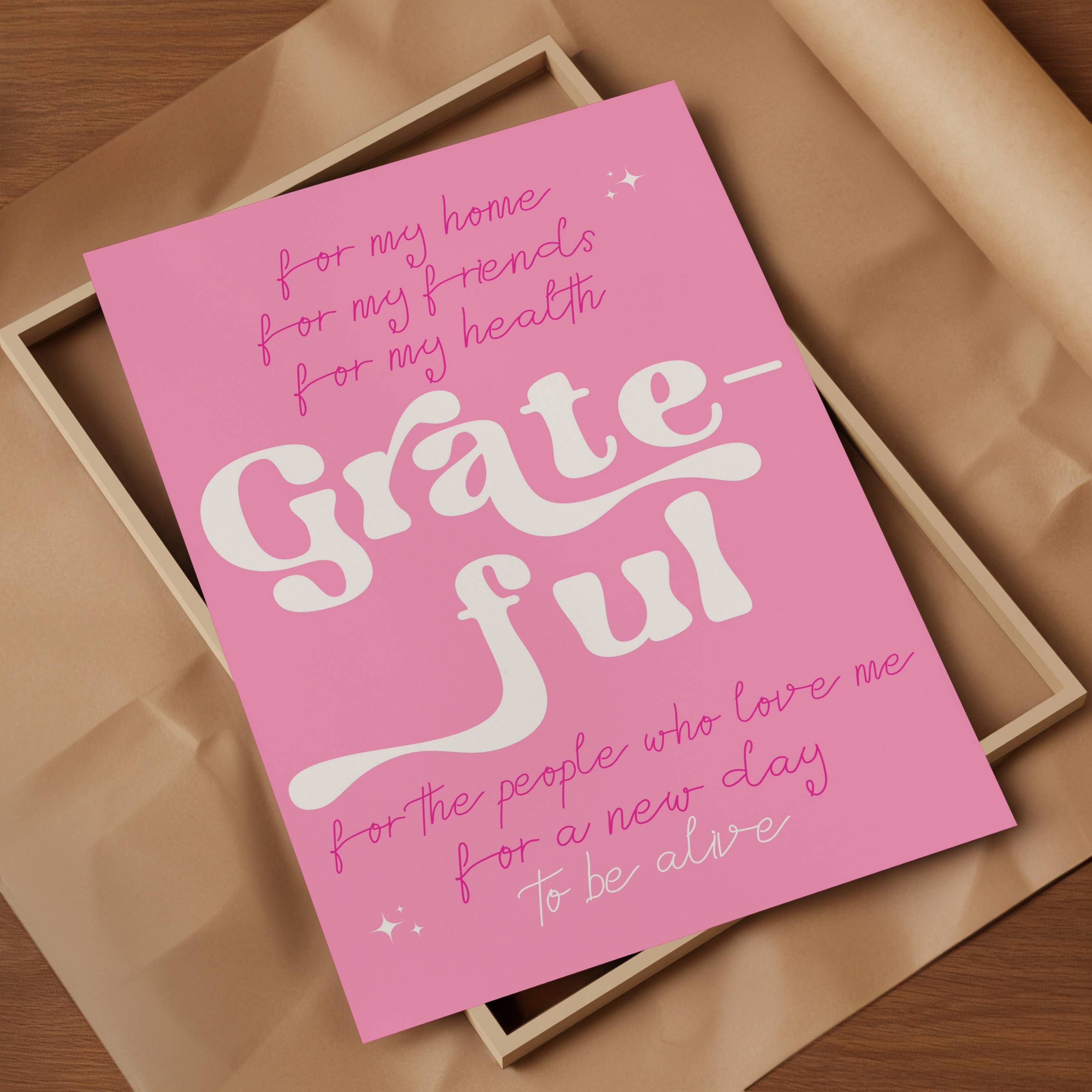 Grateful Pink Positivity Poster, Aesthetic Room Decor (digital Download ...